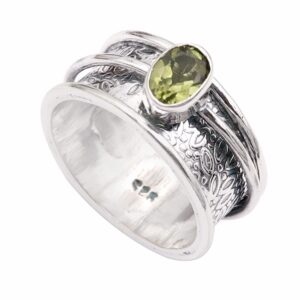 peridot silver spinner ring 925 solid sterling silver band meditation ring by goyal exports srg328e (us-7.5)