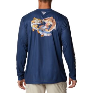 Columbia Men's Terminal Tackle PFG Carey Chen Long Sleeve, Carbon/Ancient Fossil Inshore Trio, Large