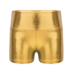 jhaoyu girls ballet dance shorts metallic glitter gymnastics sports active shorts for cycling running workout gold 12 years