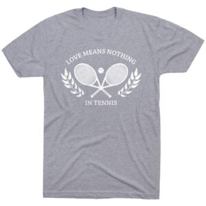 love means nothing in tennis tee | gray short sleeve tennis t-shirt | adult large