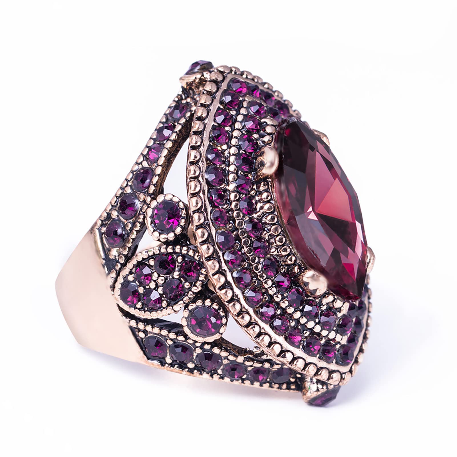 CKHAO Women Ring - 32mm Turkish Style Purple Gemstone Vintage Ring Women Jewelry J0769PURPLE (9)