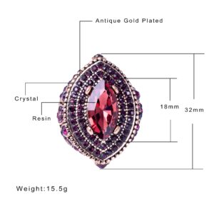 CKHAO Women Ring - 32mm Turkish Style Purple Gemstone Vintage Ring Women Jewelry J0769PURPLE (9)