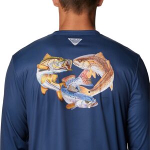 Columbia Men's Terminal Tackle PFG Carey Chen Long Sleeve, Carbon/Ancient Fossil Inshore Trio, Large