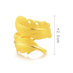 CHOW SANG SANG 999.9 24K Solid Gold Price-by-Weight 8.42g Gold Feather Ring for Women 86820R | Our Size 11 / US 5.25