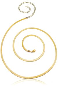 luxstra waterproof 18k gold waist-chain | three sizes s, m, l flat snake herringbone belly chain | sexy bikini layering body chain for women