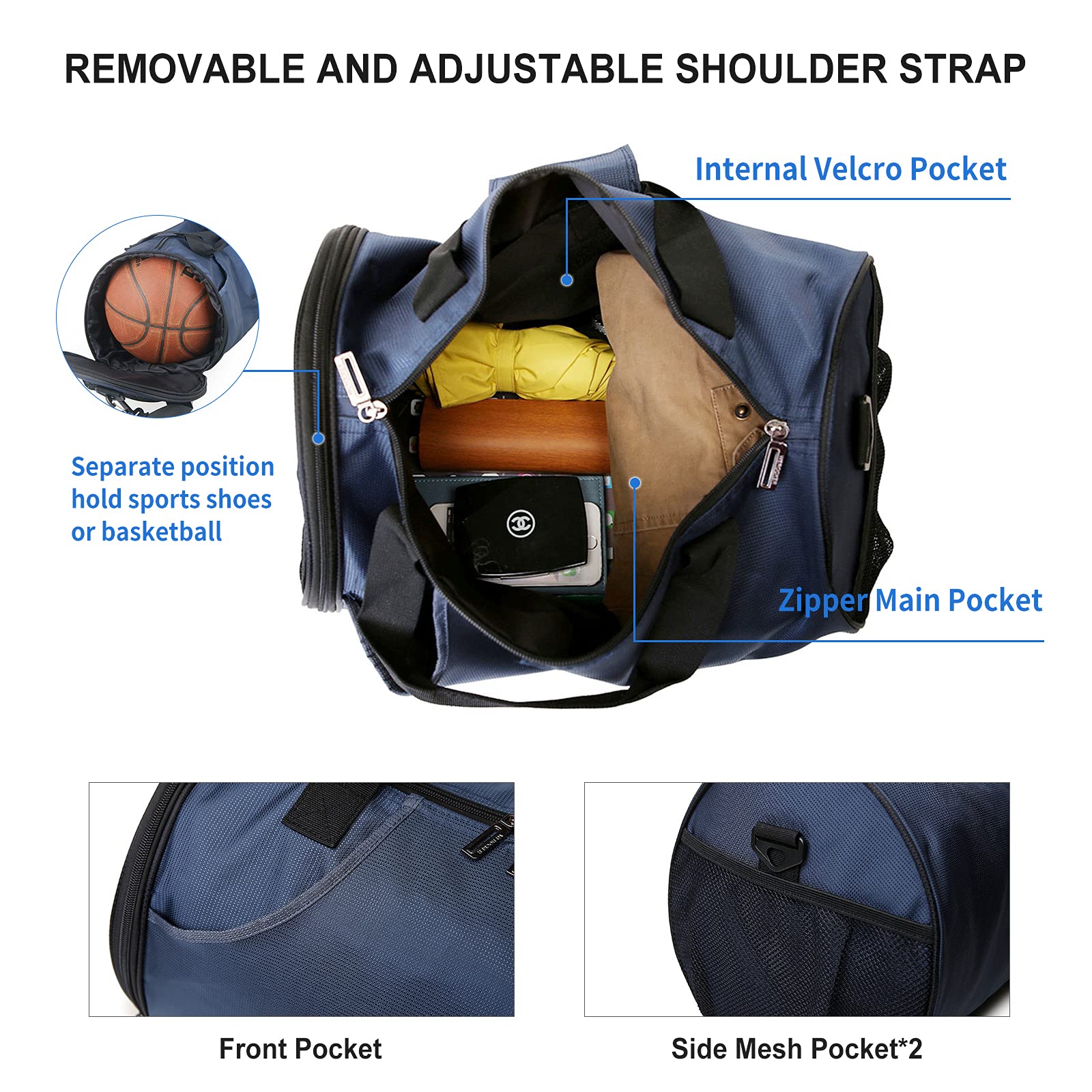 Large Sports Gym Bag for Men Women,Travel Duffel bag with Shoes Compartment,Overnight Tote Bag Workout Bags for Gym