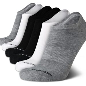 Tommy Hilfiger Men's Athletic Socks - Cushion No Show Ankle Socks (6 Pack), Size Shoe Size 7-12, Grey Assorted