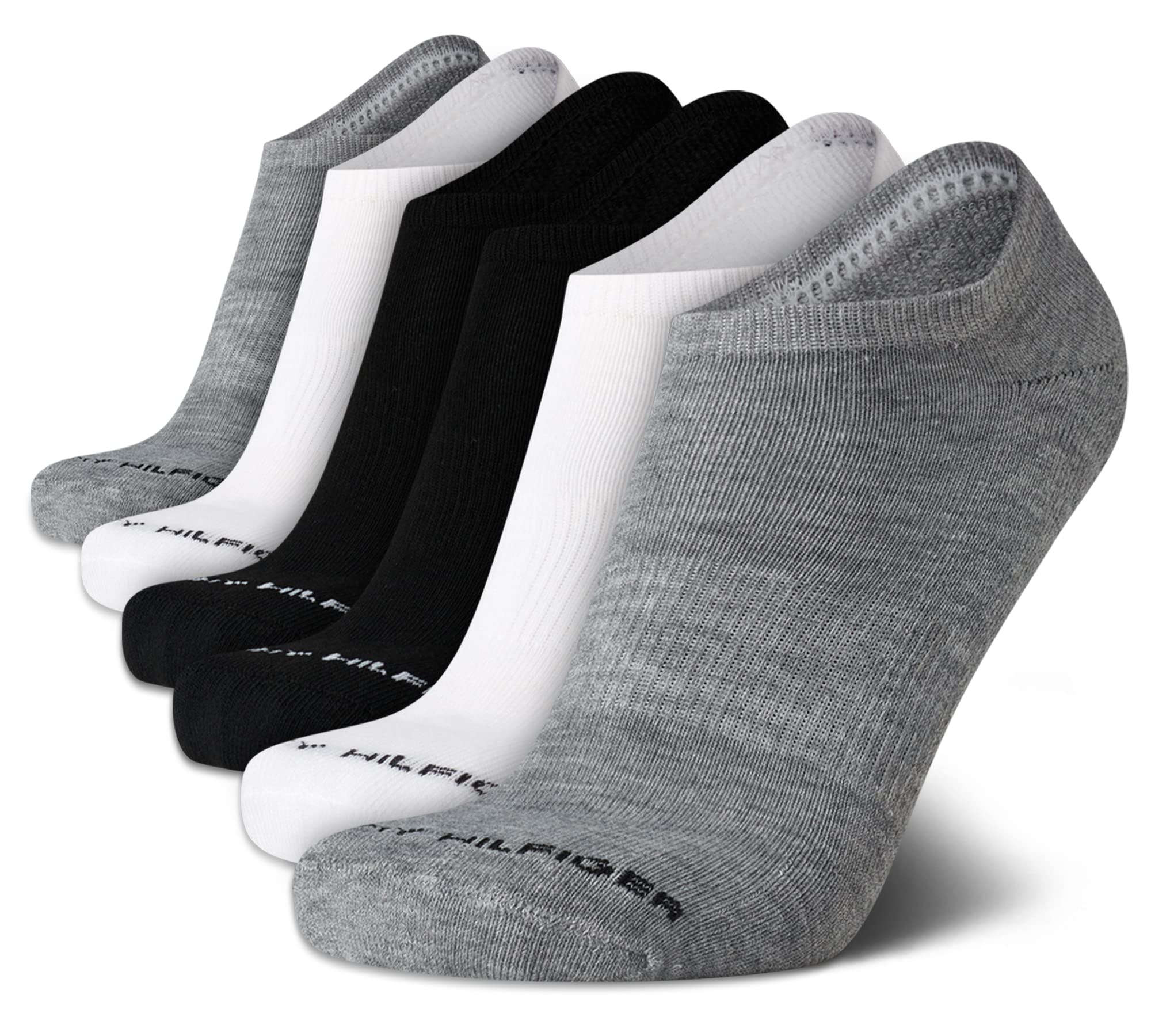 Tommy Hilfiger Men's Athletic Socks - Cushion No Show Ankle Socks (6 Pack), Size Shoe Size 7-12, Grey Assorted