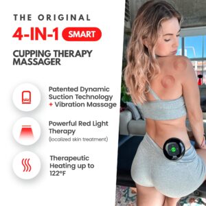 REVO The Original 4-in-1 Smart Cupping Therapy Massager, Red Light Therapy for Targeted Pain Relief, Knots, Aches, Muscle Soreness, Circulation & Tighter Skin, Portable Cupping Kit