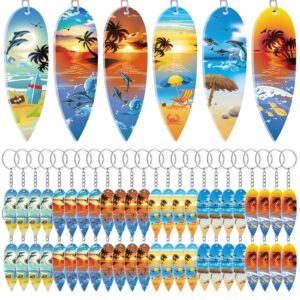 henoyso 24 pcs surfboard keychains bulk beach party favors acrylic surf board key chains mini surfboard fun keyring for beach surfboard hawaiian pool party supplies goodie bag filler backpack decor