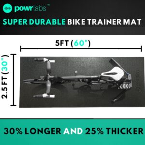 Powr Labs Sweat Proof Exercise Bike Mat, Stationary Bike Mat, Indoor Bike Mat (30x60) Exercise Bike Mats, Bike Mat Indoor Cycling, Exercise Bike Mat for Carpet Works with Peloton Bike Mat Wahoo Kickr