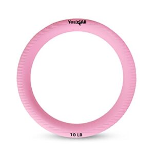 yes4all power ring 10lbs, weight ring, weighted circle, kettlebell for yoga exercise, aerobics, home fitness, core training - 10 pink