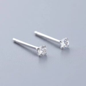 925 Sterling Silver Tiny 2mm Stud Earrings for Women: 5 Pairs Cartilage Helix Hypoallergenic Stud Earrings Clear Round CZ Stud Earrings Set for Women Multiple Piercing