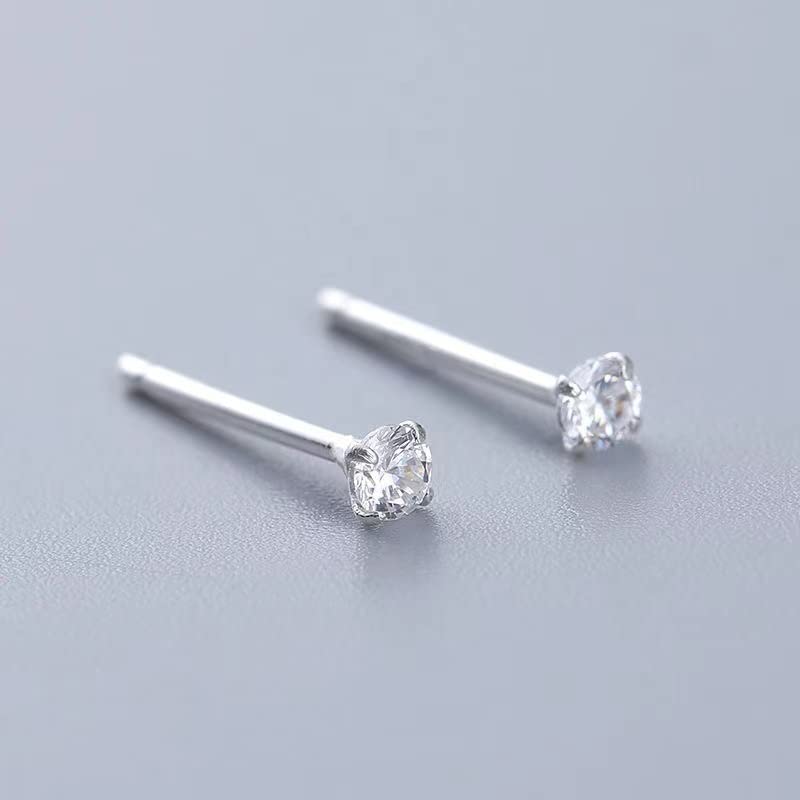 925 Sterling Silver Tiny 2mm Stud Earrings for Women: 5 Pairs Cartilage Helix Hypoallergenic Stud Earrings Clear Round CZ Stud Earrings Set for Women Multiple Piercing