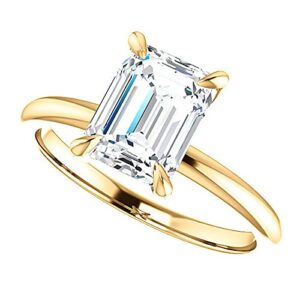 10k solid yellow gold handmade engagement ring 3 ct emerald cut moissanite diamond solitaire wedding/bridal ring set for women/her propose ring (8)