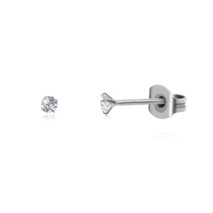 tgnel 2mm titanium earrings cubic zirconia earrings for women, tiny titanium stud earring hypoallergenic for women men sensitive ear