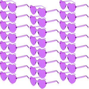 macarrie 24 pairs heart shape rimless sunglasses for women transparent love fun sunglasses glasses halloween party(purple)