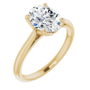 10K Solid Yellow Gold Handmade Engagement Rings 3.0 CT Oval Cut Moissanite Diamond Solitaire Wedding/Bridal Ring Set for Women/Her Propose Ring (6.5)