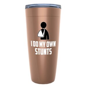 get well soon copper viking tumbler 20oz - i do my own stunts - broken arm hand bone tees leg wrist elbow injury motorcycle stuntmen meaningful