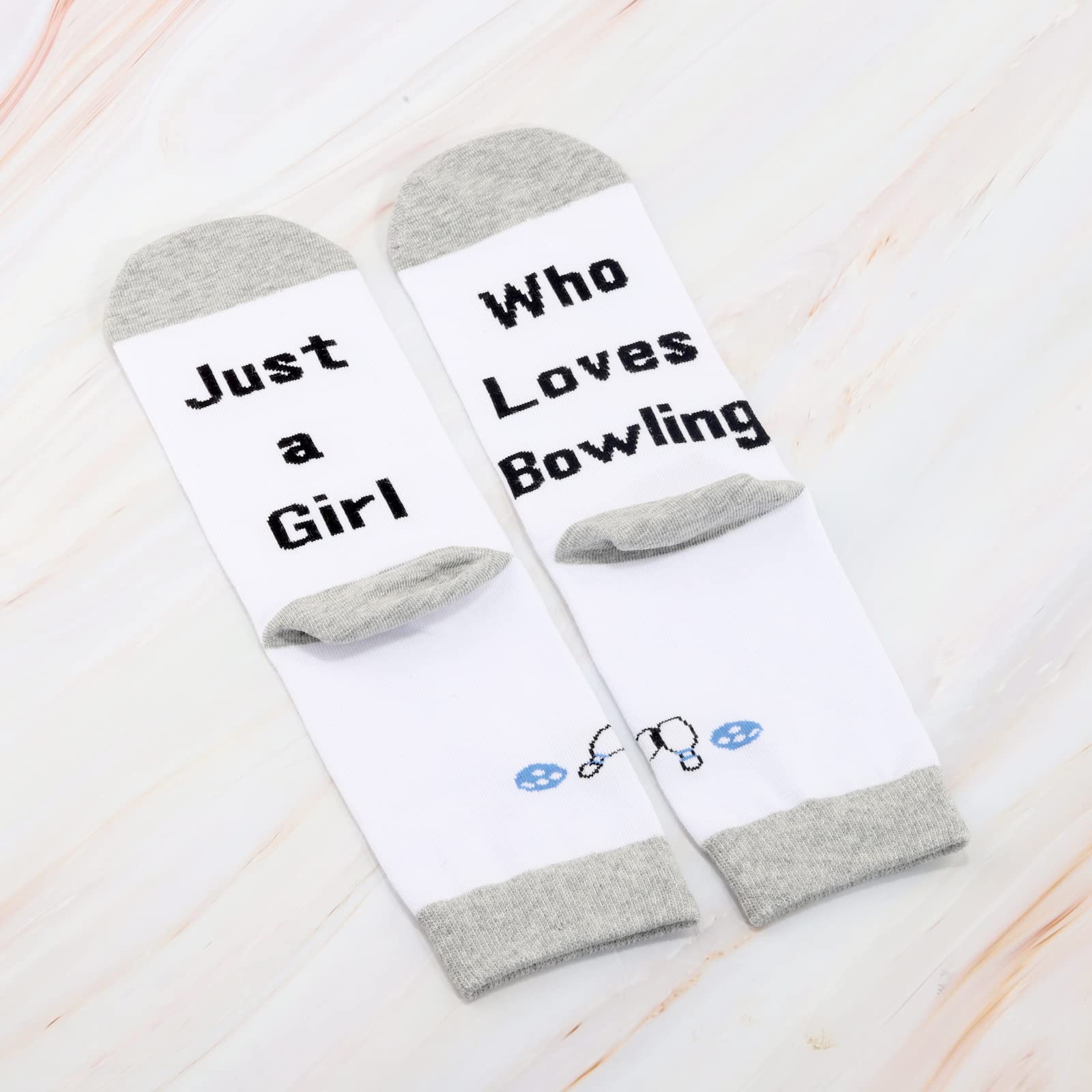 CMNIM Bowling Lover Gifts Bowling Socks 2 Pairs Just a Girl Who Loves Bowling Novelty Socks Bowling Gifts for Girls Bowler Gifts (2 pairs Bowling socks)