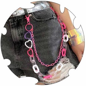 sinalty pink hip hop pants chains layered jean chains heart pants belt chain rave body jewelry accessories for women and girls