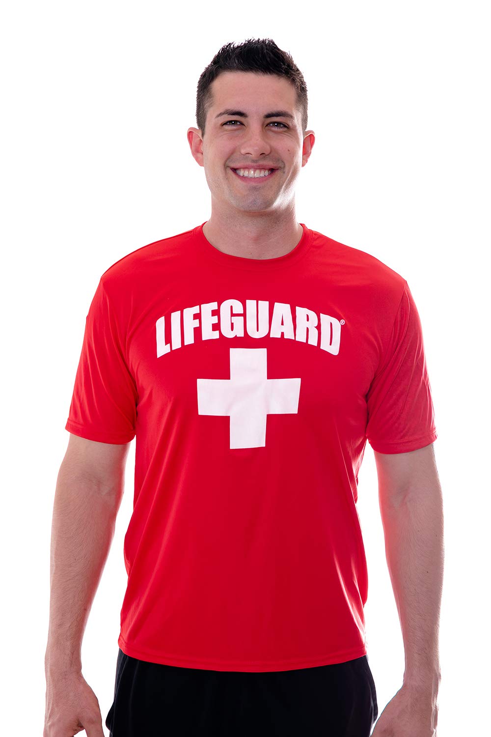 LIFEGUARD Officially Licensed Mens Performance Active Moisture Wicking Cooling Tee Shirt (XL) Red