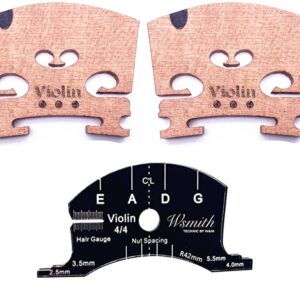 Jiayouy Fitted 4/4 Full Size Violin Maple Bridge with Reference Template Tool Violin Parts Accessories 3Pcs