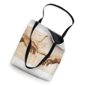 The Creation of Adam by Michelangelo Classic Art Painting Tote Bag