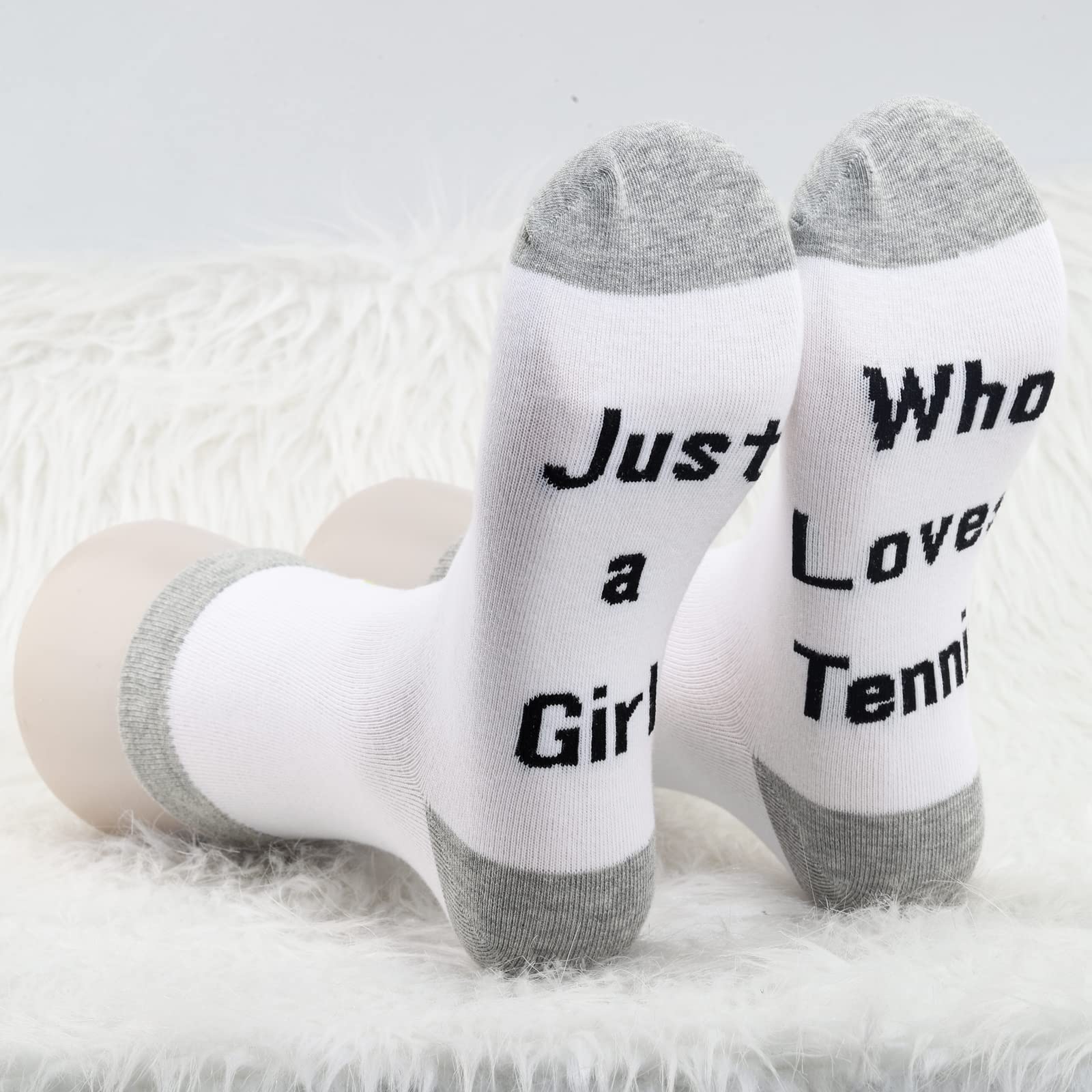 CMNIM Tennis Gifts 2 Pairs Just a Girl Who Loves Tennis Novelty Socks Tennis Lover Gifts for Her Tennis Racquet Socks (2 pairs tennis socks)