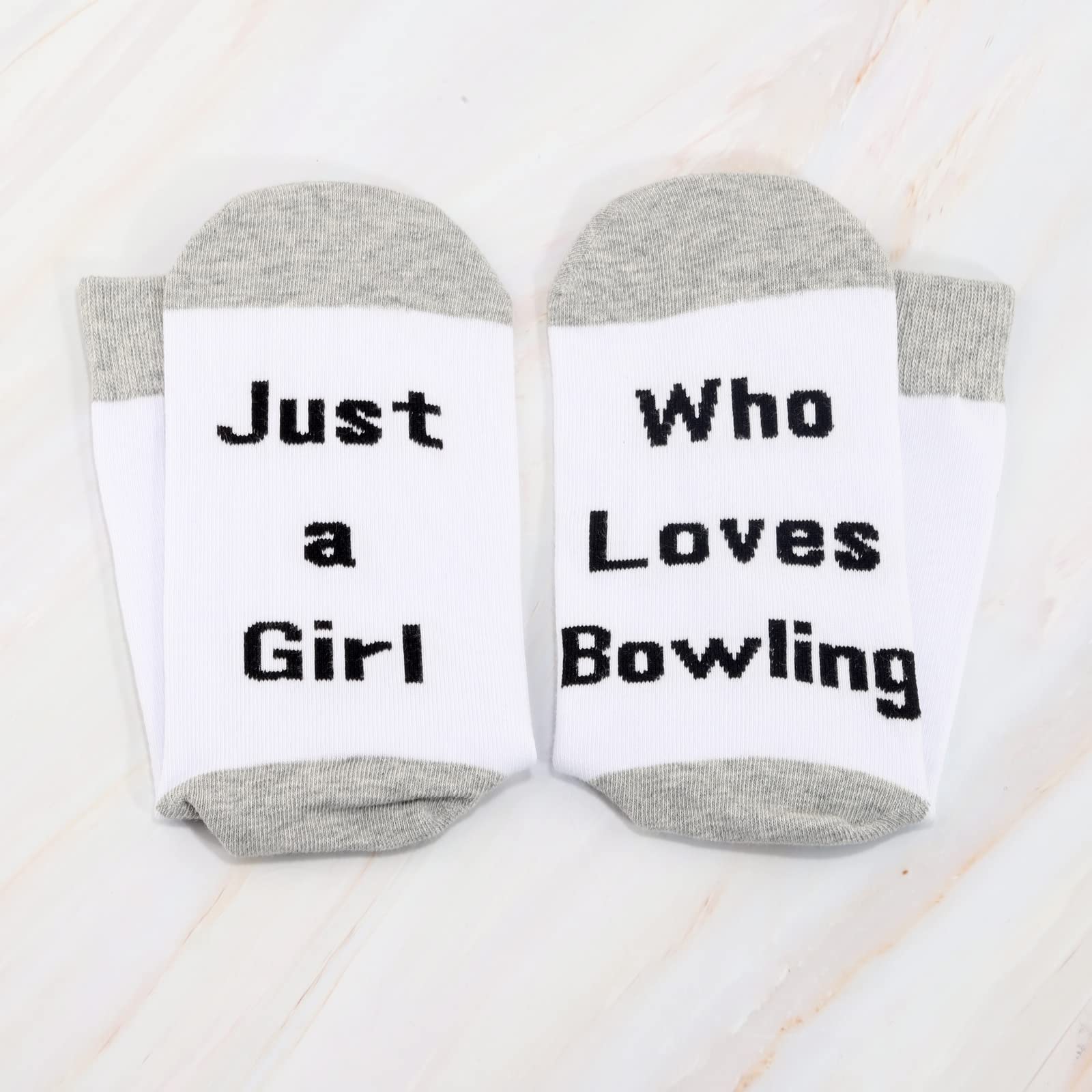 CMNIM Bowling Lover Gifts Bowling Socks 2 Pairs Just a Girl Who Loves Bowling Novelty Socks Bowling Gifts for Girls Bowler Gifts (2 pairs Bowling socks)