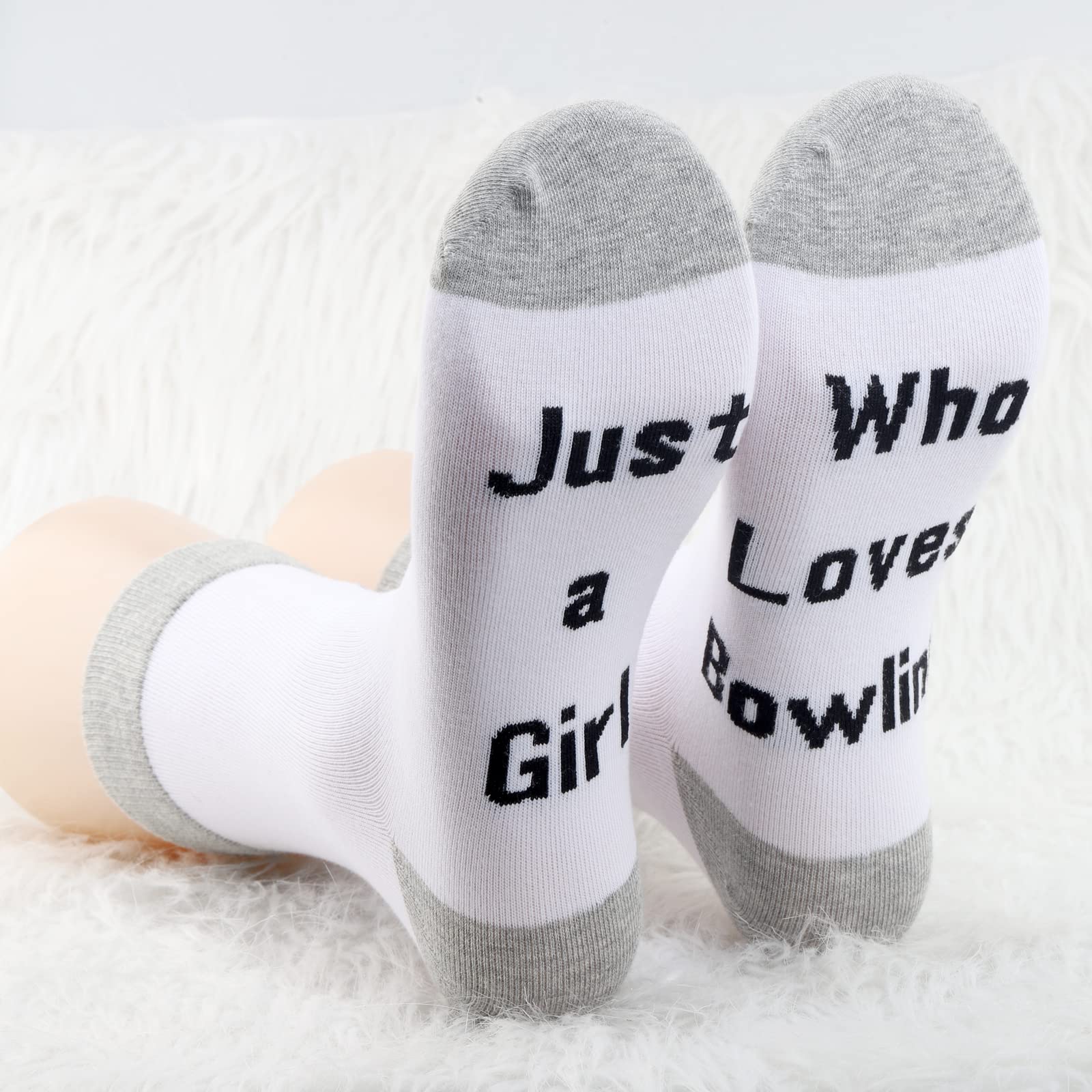 CMNIM Bowling Lover Gifts Bowling Socks 2 Pairs Just a Girl Who Loves Bowling Novelty Socks Bowling Gifts for Girls Bowler Gifts (2 pairs Bowling socks)