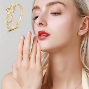 Honsny 8PCS 14K Gold Plated Stacking Rings for Women Gold Silver Stackable Knuckle Rings Twist Thumb Thin Dainty Gold Band Rings Wave Finger Eternity Silver Ring Set for Teen Girls Size 5 to 11