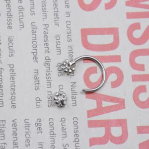 FLOGWE 3 Pcs Septum Ring 16G 316L Medical Steel Cartilage Earring Hoop Nose Ring Flower Horseshoe Nose Ring Captive Bead Ring Tragus Daith Rook Spiral Piercing Jewelry for womens…