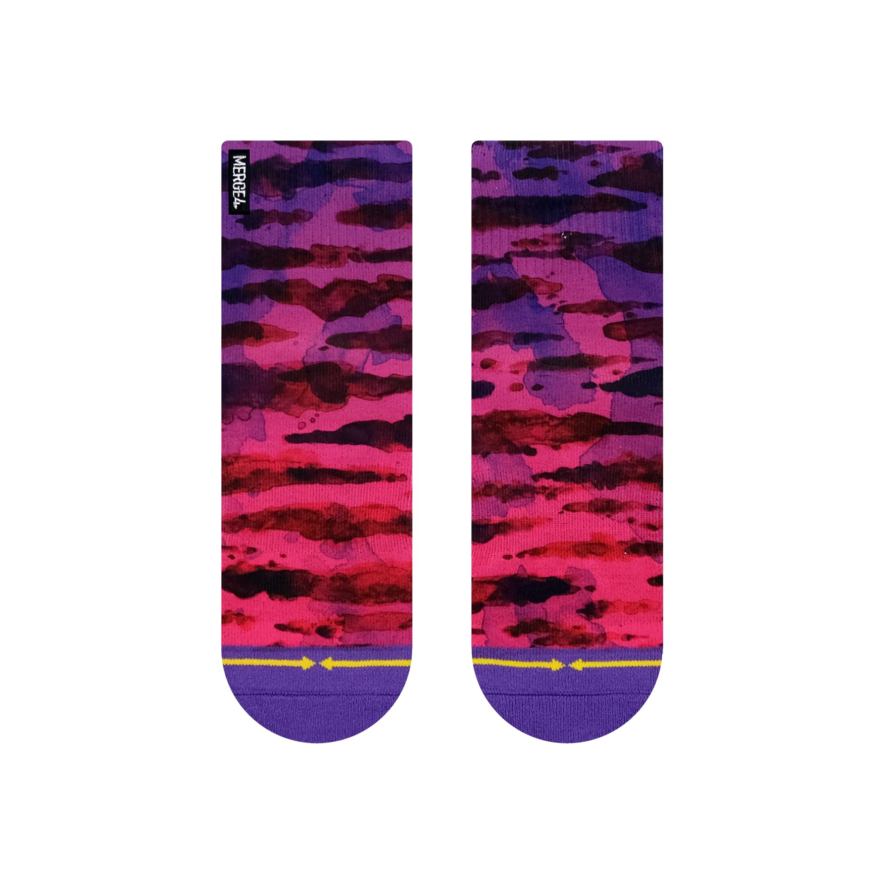 MERGE4 Purple Water Color Quarter Crew Socks for Men and Women