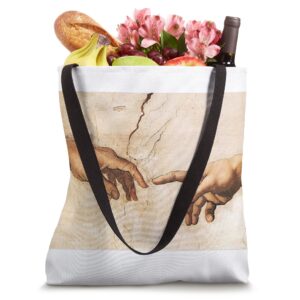 The Creation of Adam by Michelangelo Classic Art Painting Tote Bag