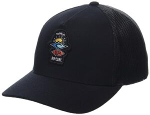 rip curl icons trucker hat, mesh back cap snapback for men, adjustable, eco black/red