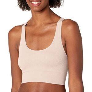 maidenform women's feel good seamless wireless crop tank dm2304, sandshell, large