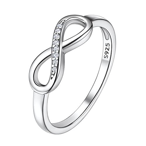 Suplight 925 Sterling Silver Cubic Zirconia Infinity Ring for Women Size 7