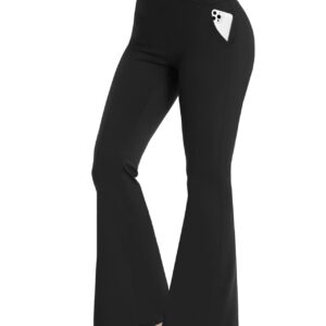 SOFITNIYA High Waisted Flare Leggings Crossover Bootcut Yoga Pants with Pockets for Women