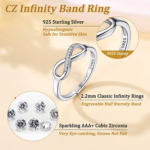 Suplight 925 Sterling Silver Cubic Zirconia Infinity Ring for Women Size 7