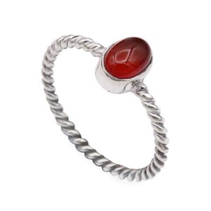 silver band solid 925 sterling silver carnelian gemstone ring handmade for women by goyal exports srg332j (us-10)