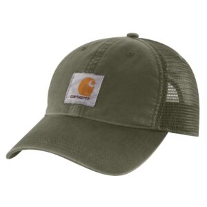 carhartt men's canvas mesh-back cap, basil, ofa