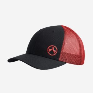 Magpul Standard Trucker Hat Snap Back Baseball Cap, One Size Fits Most, Icon Black/Red