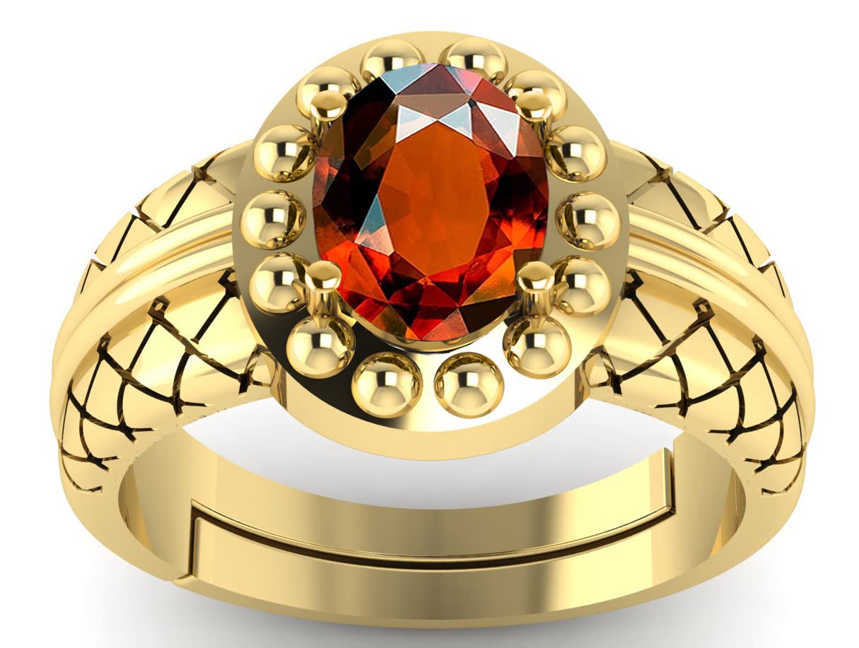 SirDaksh 8.00 Carat Natural Certified Gomed Hessonite Gold Plated Ring for Men Or Women's