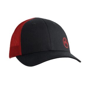 magpul standard trucker hat snap back baseball cap, one size fits most, icon black/red