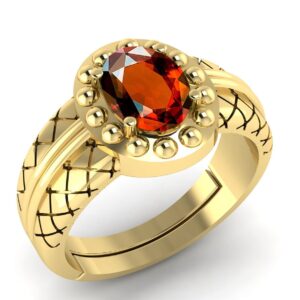 SirDaksh 8.00 Carat Natural Certified Gomed Hessonite Gold Plated Ring for Men Or Women's