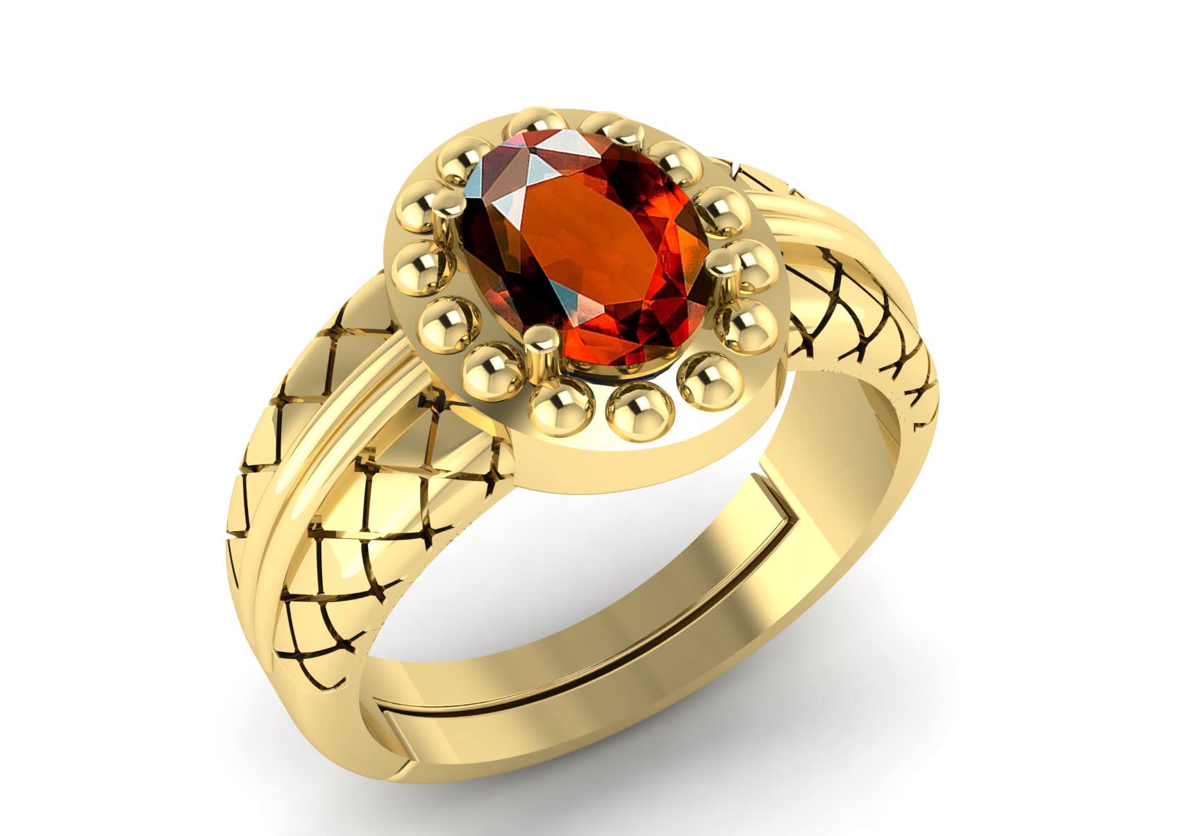 SirDaksh 8.00 Carat Natural Certified Gomed Hessonite Gold Plated Ring for Men Or Women's