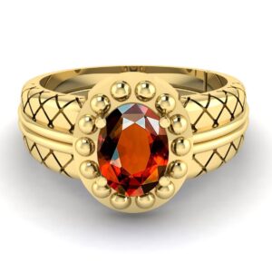 SirDaksh 8.00 Carat Natural Certified Gomed Hessonite Gold Plated Ring for Men Or Women's