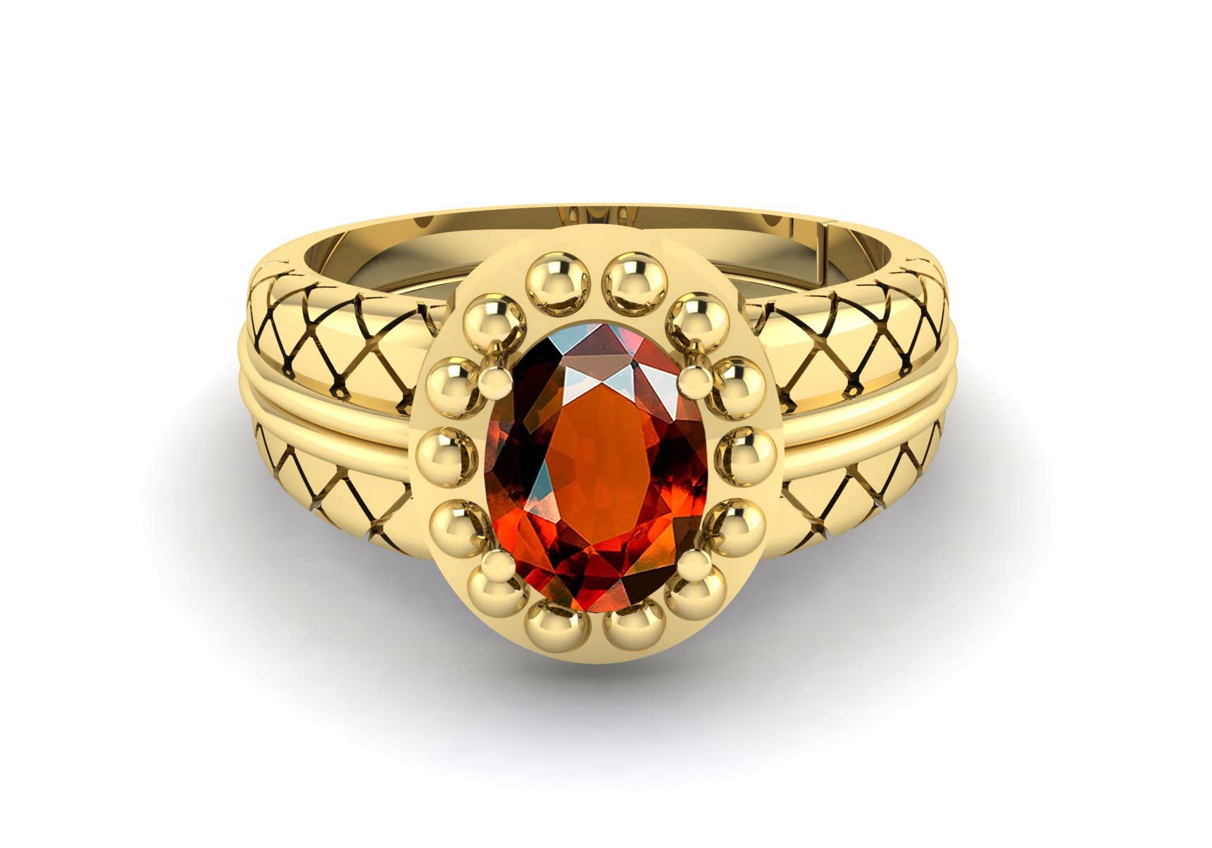 SirDaksh 8.00 Carat Natural Certified Gomed Hessonite Gold Plated Ring for Men Or Women's