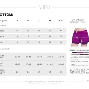 VUTRU Women's 2 in 1 Running Shorts Quick Dry Workout Athletic Shorts with Liner Back Pockets (Purple,L)